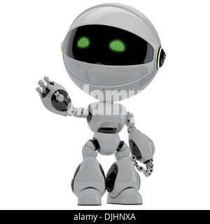 Cute robotic creature, circle robot with green led eyes Stock Photo - Alamy