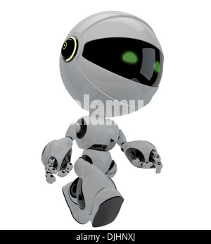 Cute robotic creature, circle robot with green led eyes Stock Photo - Alamy