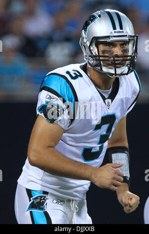 Carolina Panthers quarterback Matt Moore (3) talks to his teammates in ...