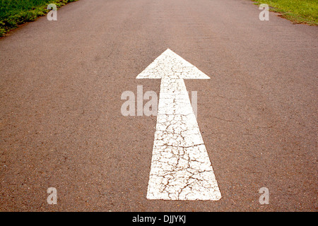Road marking, arrows, straight ahead, on the right, street, tar ...