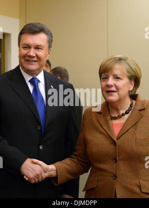 Vilnius, Lithuania. 29th Nov, 2013. German Chancellor Angela Merkel and ...