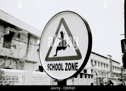 School zone (Child protection zone) speed limit sign on road - Seoul ...