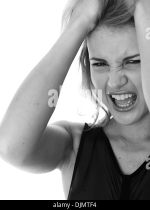 Model Released. Angry Sad Young Woman Stock Photo - Alamy