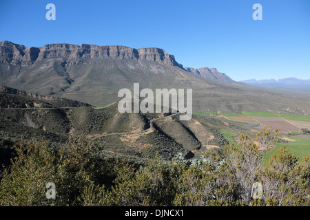 Aerial view of Ceres and surrounding farms and mountains, as viewed ...