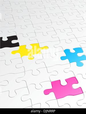 Jigsaw puzzle in four colors. Vector illustration Stock Vector Image ...