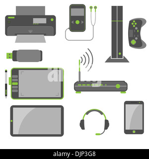 Computer equipment simple vector icons Stock Photo - Alamy