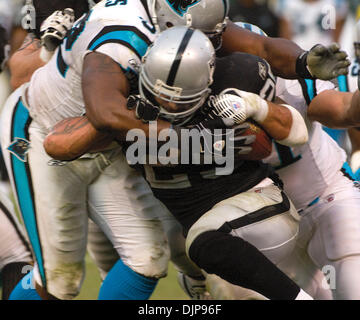 Carolina Panthers linebacker Jon Beason waits to be interviewed ...