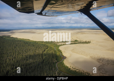 Aerial view of the Great Kobuk Sand Dunes and the Kobuk River, Arctic ...
