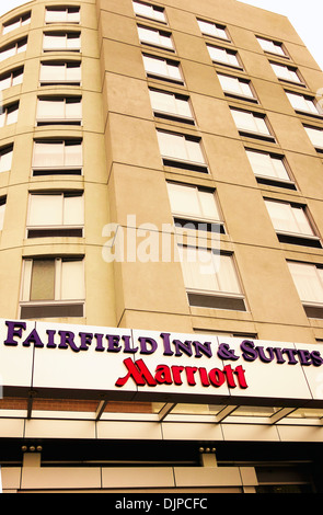 Sign at the entrance to the Fairfield Inn Hotel in Midtown Manhattan ...