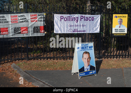 Election posters outside Helensvale High School as part of Australian ...