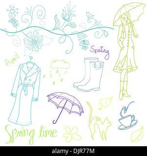 Cleaning hand drawn vector doodles illustration. Cleanup poster design ...
