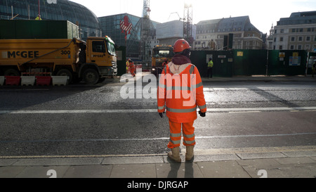 Entrance to Bloomberg Place construction site of Bloomberg Headquarters ...