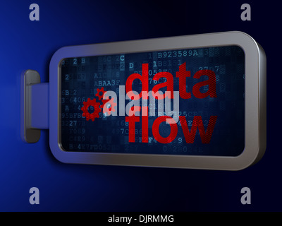 Data concept: Data Flow and Gears on billboard background Stock Photo ...