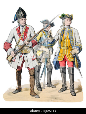 18th century XVIII 1700s German Soldiers of Württemberg officer and ...