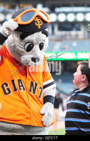 San Francisco, CA: San Francisco Giants' mascot Lou Seal cheers for the ...