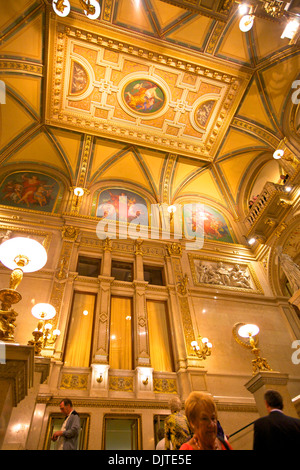 Grand Staircase to the Vienna State Opera. The opulent marble foyer and ...