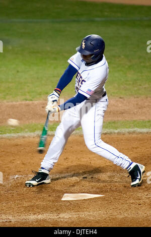 Pepperdine at LSU, LSU outfielder Leon Landry (6) hits a pitch during a ...