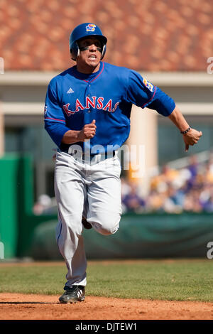 12 March 2010: Kansas at LSU, LSU first baseman Blake Dean (34) circles ...