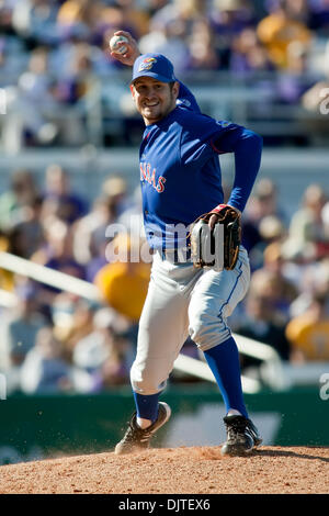 12 March 2010: Kansas at LSU, LSU first baseman Blake Dean (34) circles ...