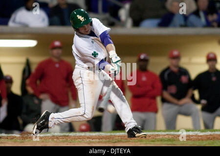 Nicholls State at LSU; LSU infielder Tyler Hanover (11) hits a pitch ...