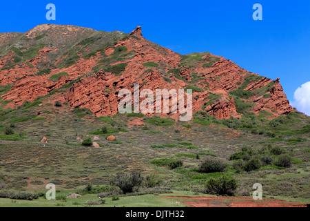 Central Asia, Kyrgyzstan, Karakol, Jeti Oguz sandstone rock formations ...