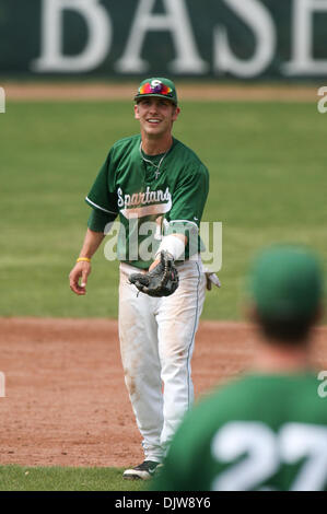 Michigan State 2B Ryan Jones (10) is caught stealing in the fourth ...