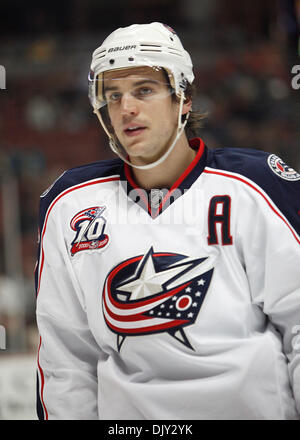 Columbus Blue Jackets center Antoine Vermette (50) celebrates his goal ...