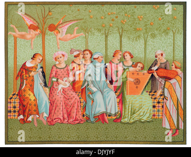 Fashion, clothes in Italy, Northern Italy around 1800, from the left ...