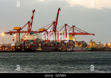 Container ships berthing at Fremantle port near Perth, Western ...