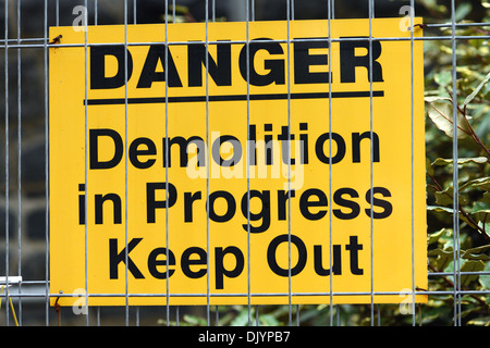 Danger Demolition In Progress Keep Out Sign Demolition Site Stock Photo ...