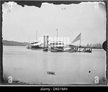 The deck of the monitor ship Onondaga on the James River in Virginia ...