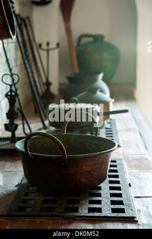 Pots and stove, Casa Blanca Museum, Old San Juan, Puerto Rico Stock ...