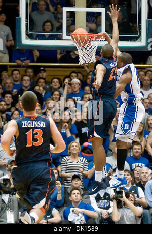 Duke forward Mark Mitchell (25) goes up for a shot against Miami ...