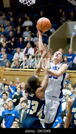 Haley Peters #33 of Duke shoots over Shawnice Wilson #40 of Miami ...
