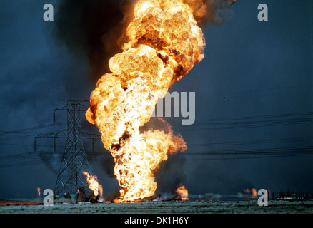 Smoke from blazing oil wells in the aftermath of Operation Desert Storm ...