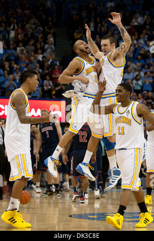 The UCLA Bruins celebrate after winning the championship game of the ...
