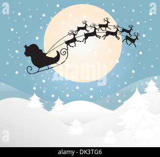 Winter landscape card with Santa Stock Photo - Alamy