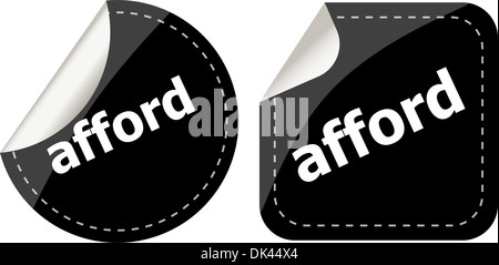 afford word red stickers, icon button isolated on white Stock Photo - Alamy