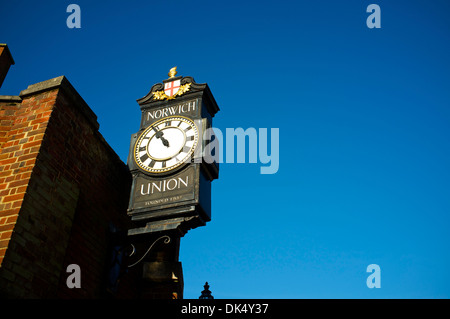Old Norwich Union Clock in Surrey Street, Norwich Stock Photo - Alamy