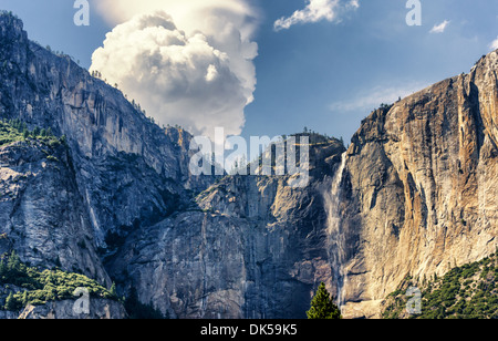 Upper Yosemite Falls with a thundercloud overhead. Yosemite National ...