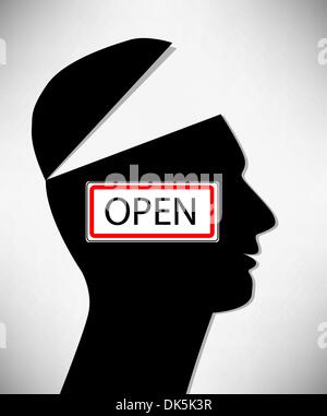 Conceptual Illustration of a open minded man. Human-computer. The ...