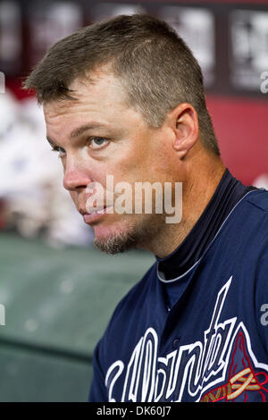 Atlanta Braves' Chipper Jones watches his second home run of the game ...