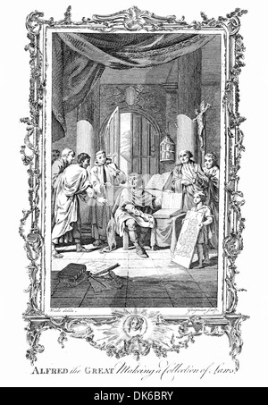 King Alfred the Great making a Collection of Laws Stock Photo - Alamy