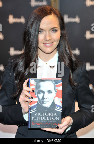 Victoria Pendleton signs her book 'Between Lines' at Harrods Sports ...