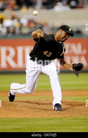 Pittsburgh Pirates relief pitcher Jose Hernandez (61) waits to have his ...