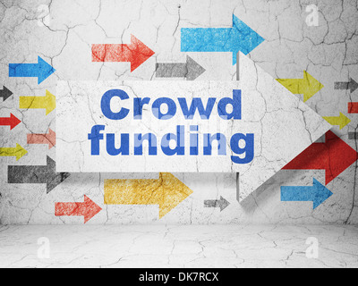 Business concept: arrow with Crowd Funding on grunge wall background ...