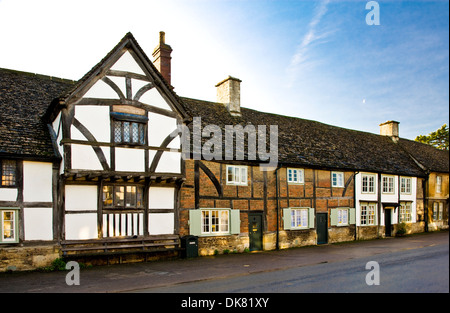 A row of medieval timber framed buildings in the English historic Stock ...