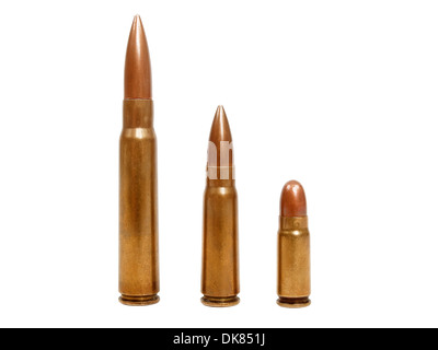 three metal bullets isolated on the white background Stock Photo - Alamy