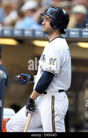 Milwaukee Brewers' Ryan Braun looks on during spring training baseball ...