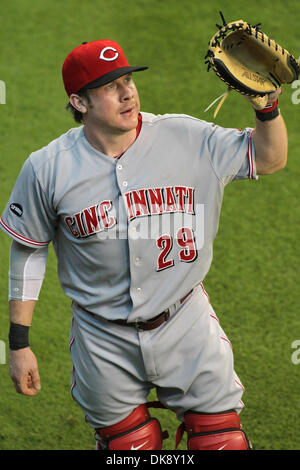 Cincinnati Reds catcher Ryan Hanigan (29) at bat during an MLB baseball ...